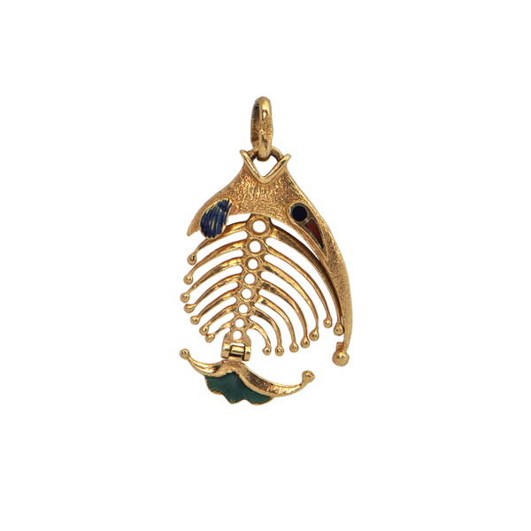Vintage Italian 18k Gold Articulated Fish Bone Charm – Daisy Exclusive
