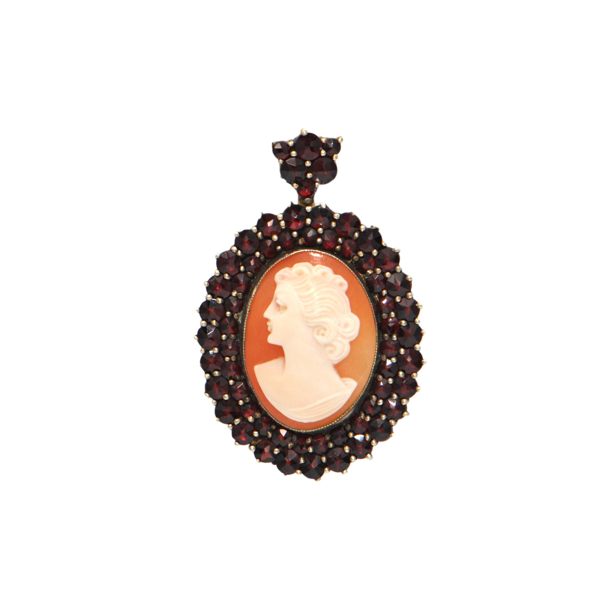 Antique Cameo with Garnet Frame Vermeil Pendant/Brooch– Daisy Exclusive