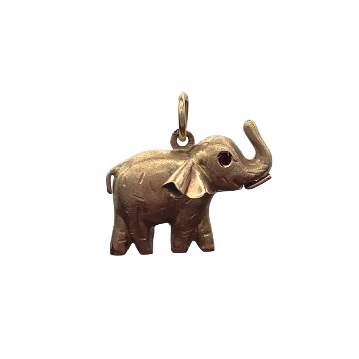 Vintage 10k Yellow Gold Elephant Figural with Red Glass Eyes Charm Pen ...