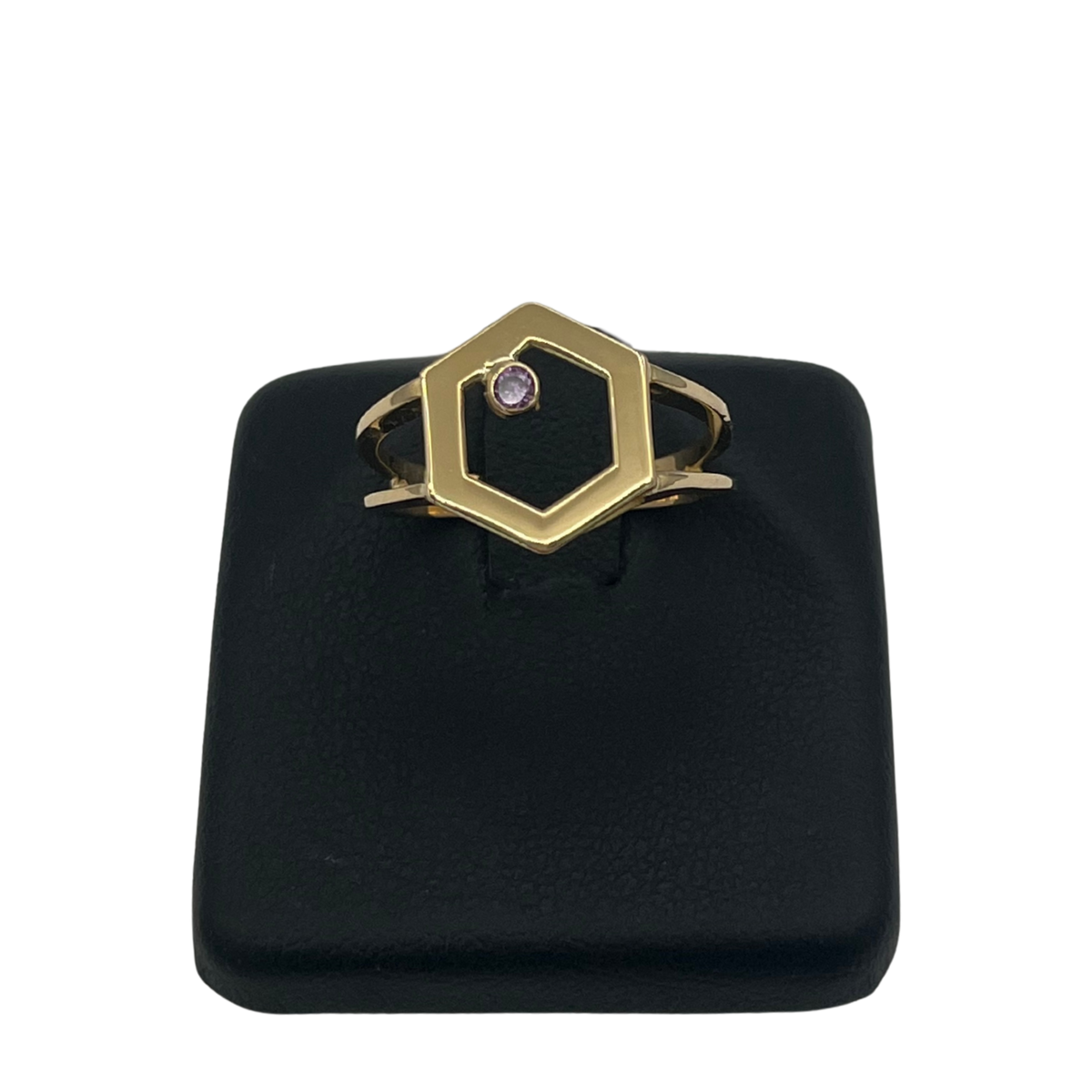 Vintage 18k Yellow Gold Hexagon Ring with Amethyst– Daisy Exclusive