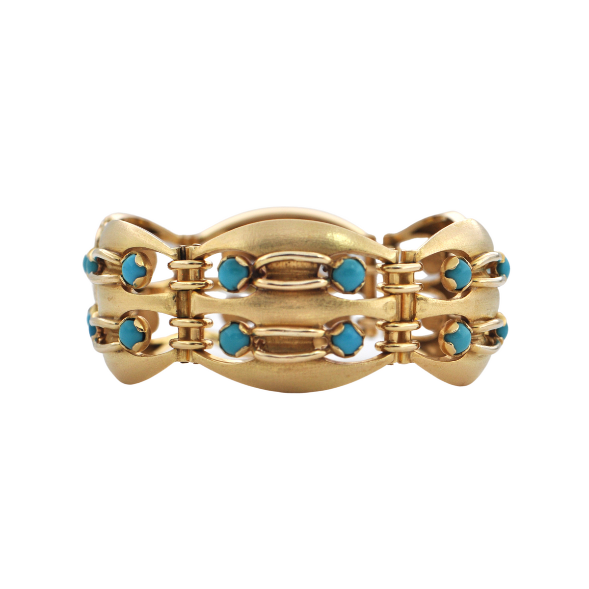 DELRUE Mid-Century, Turquoise and 18k Gold Link Bracelet– Daisy Exclusive