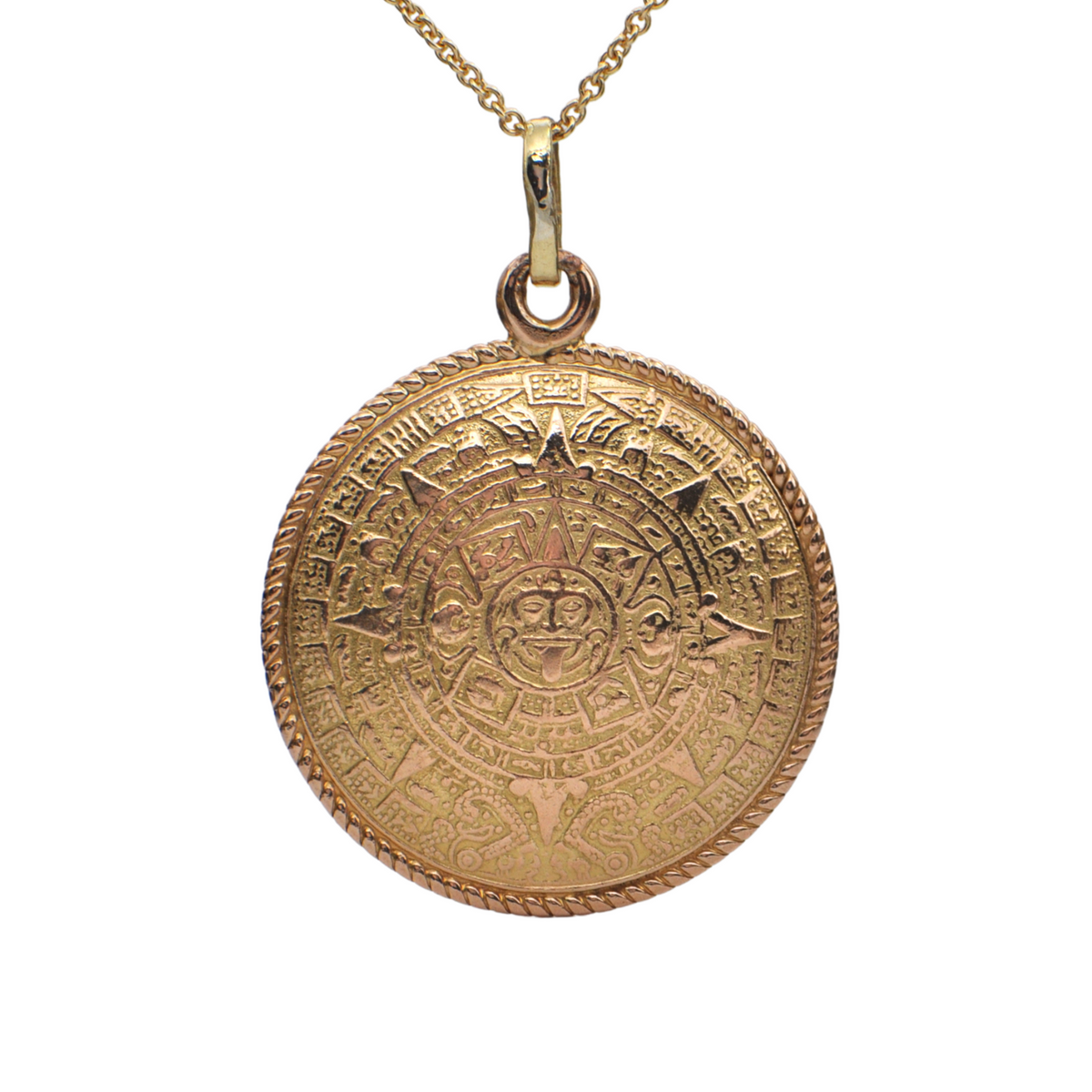 Vintage 18K Gold Aztec Calendar Pendant– Daisy Exclusive